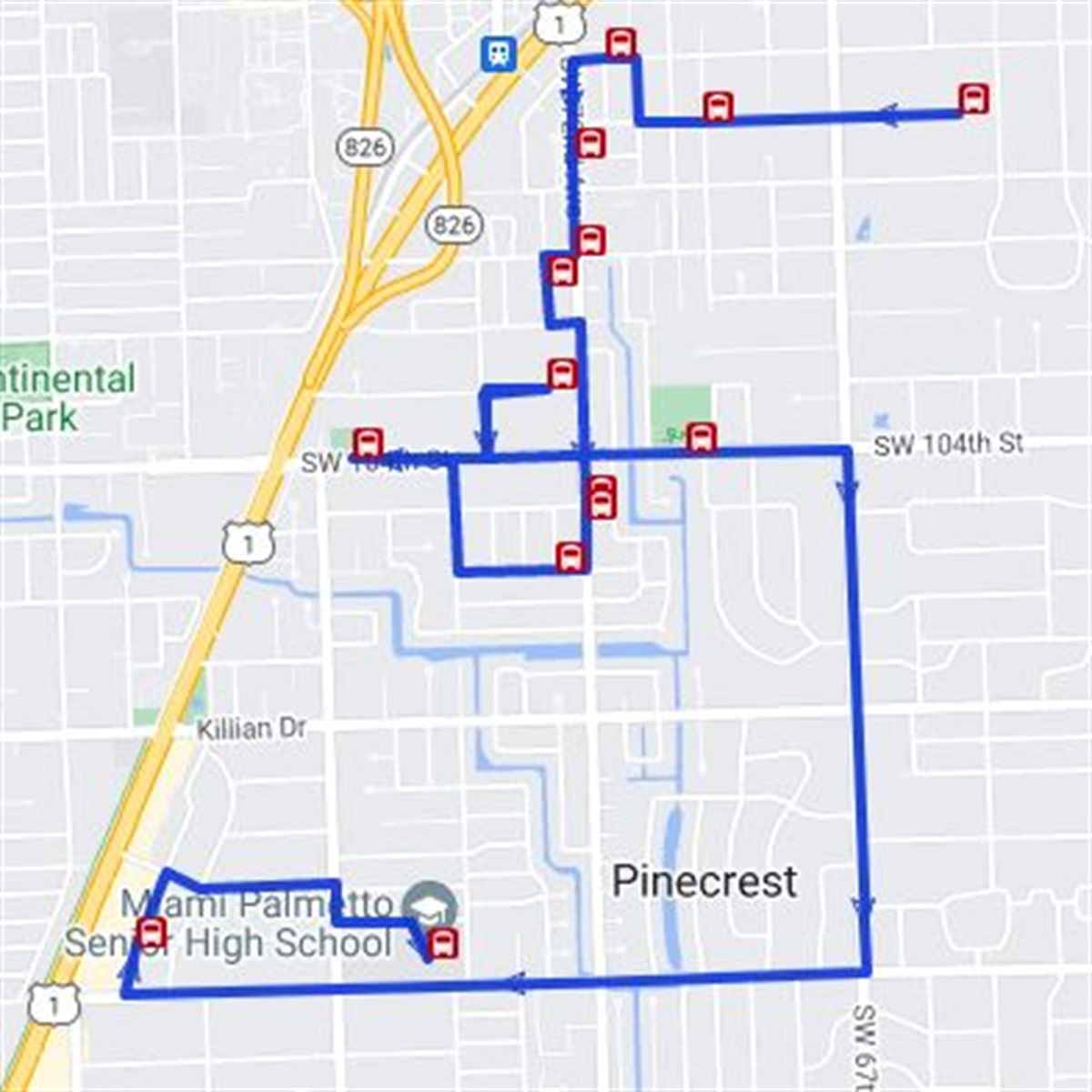 High School North Route Map Village of Pinecrest